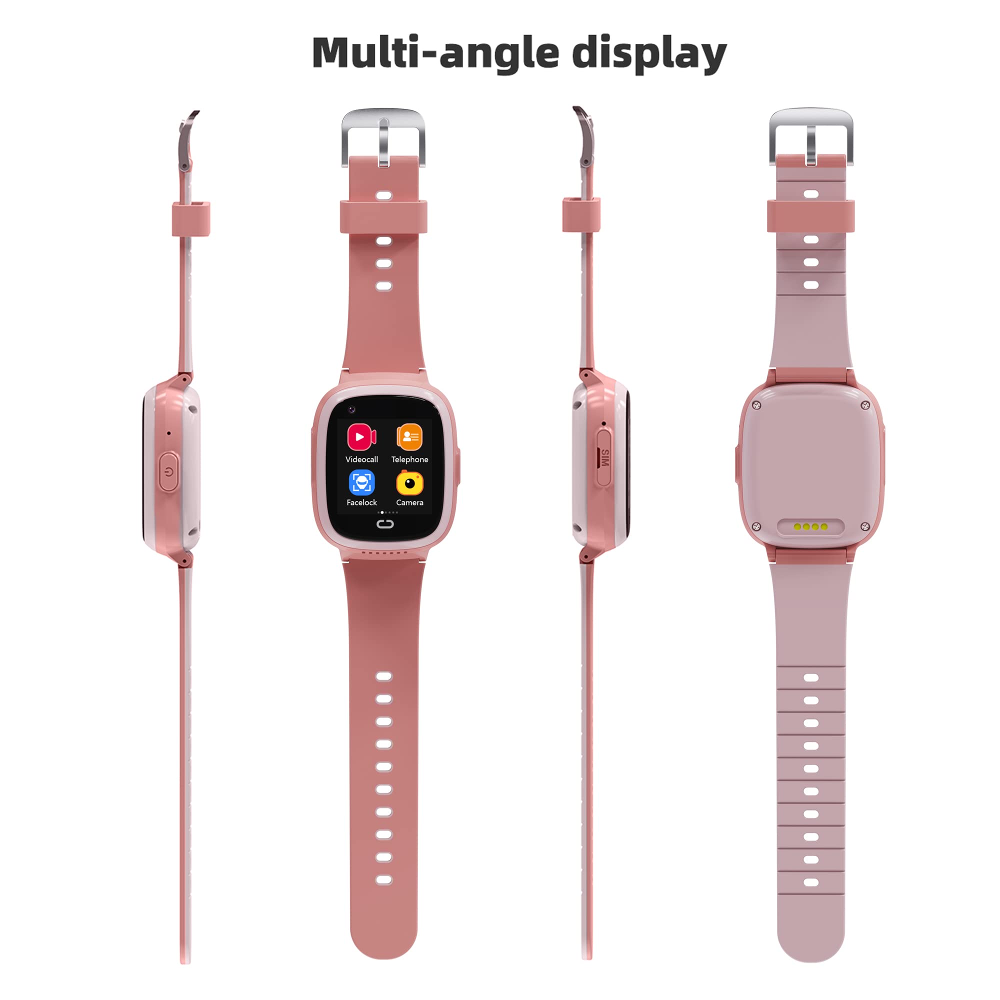 PTHTECHUS Kids Smartwatch with GPS 4G, HD Touchscreen Watch with Phone GPS Tracker Real Time Location SOS Video Call Voice Chat Camera Waterproof Compatible Android and iOS for Boys Girls Gift