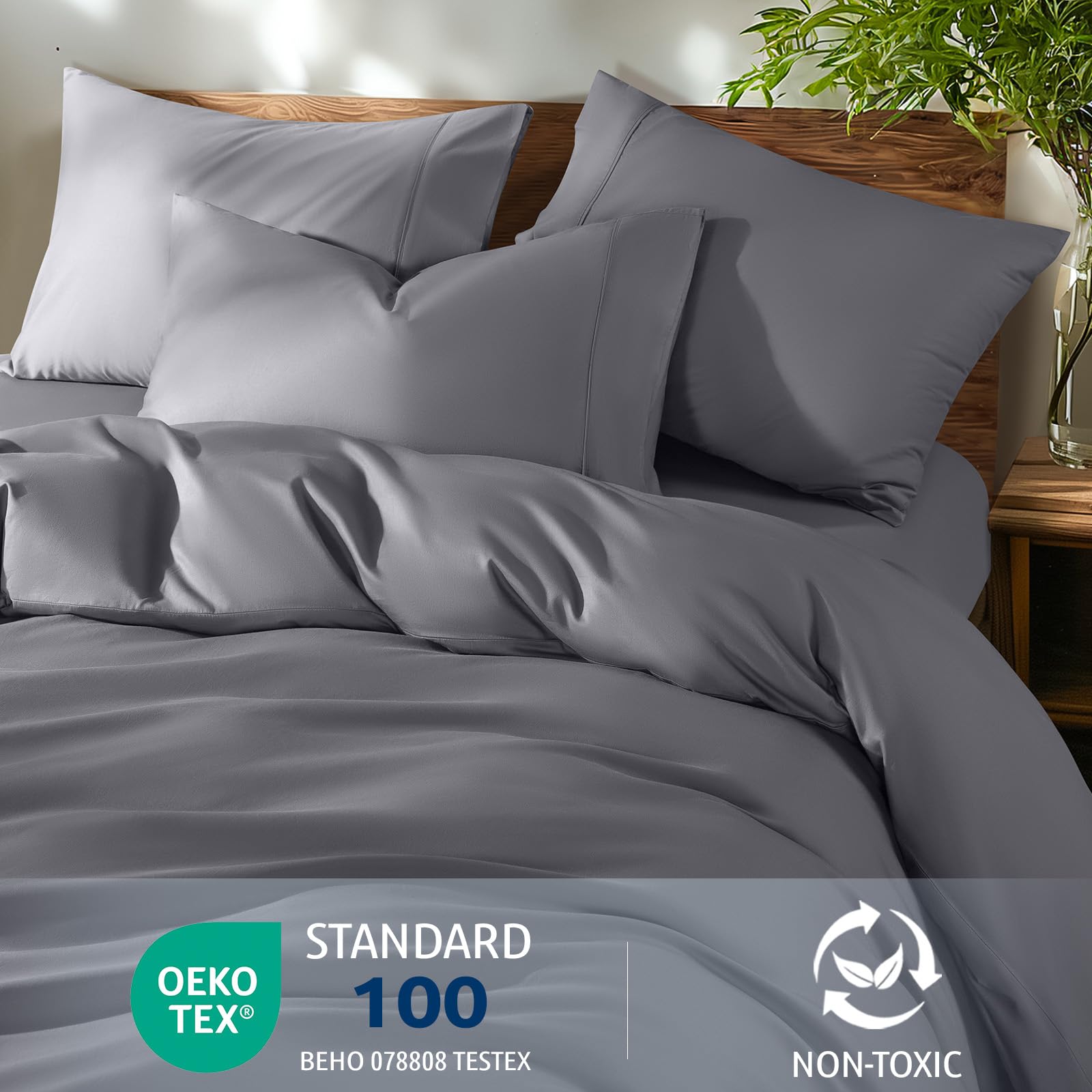 Shilucheng 100% Cotton Queen Size Duvet Covers Set - Luxury 600 Thread Count, Breathable, Cooling Egyptian Cotton Comforter Cover with Zipper Closure, Hotel Bedding Duvet Covers 3pc (White)