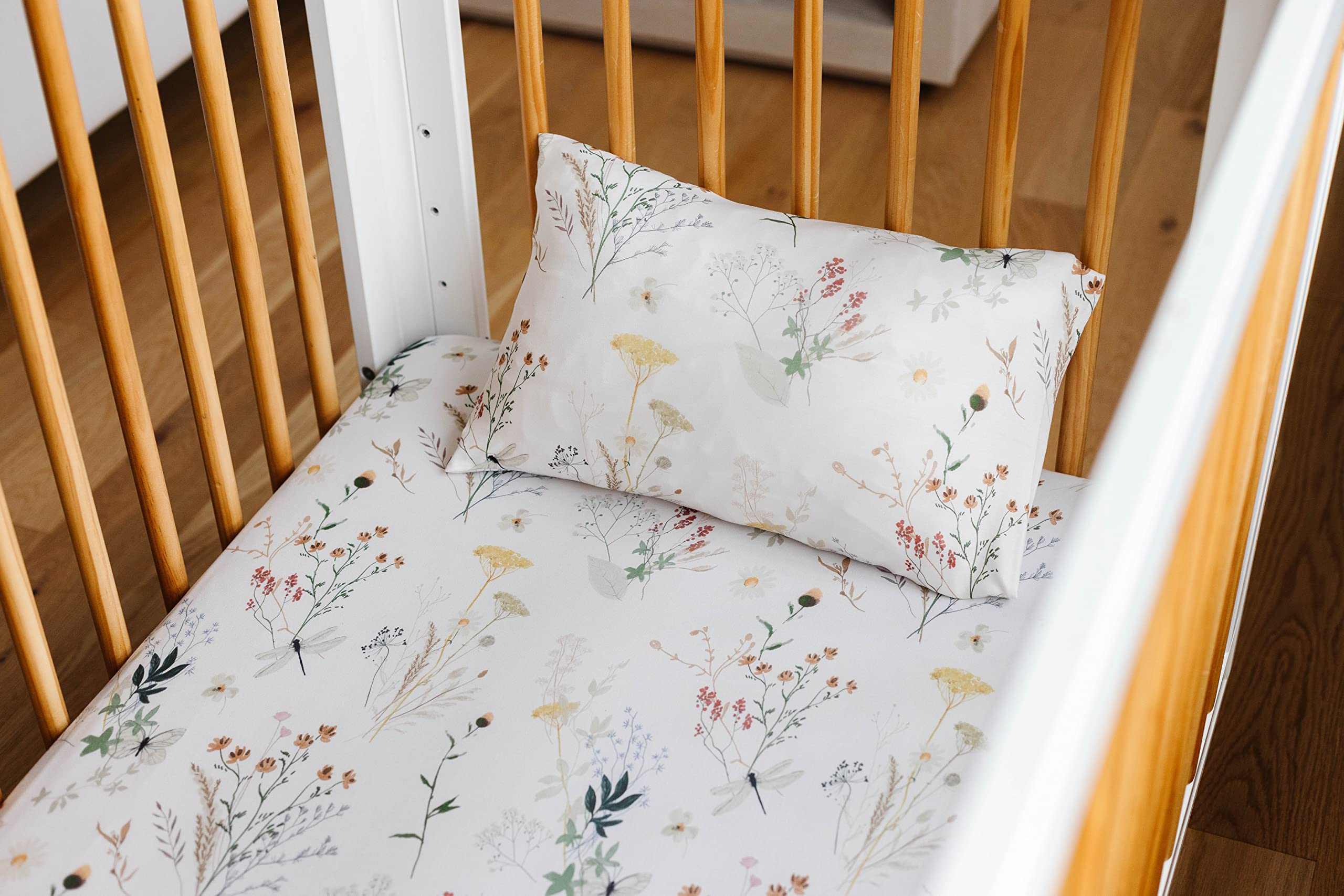 Pobibaby - 2 Pack Premium Toddler Pillowcase - Ultra Soft Jersey Knit - Crib Pillow, Kids Pillow, Travel Pillow Case Cover (Wildflower)