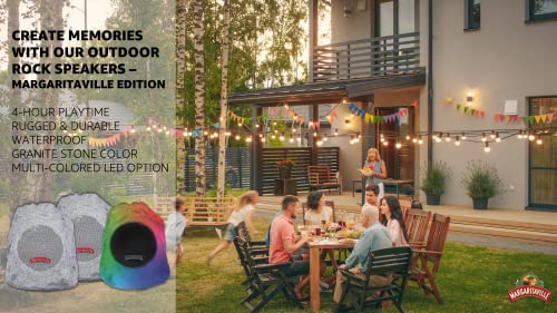 Margaritaville Outdoor Rock Bluetooth Wireless Speaker | Durable Bluetooth Speakers, Fantastic Yard or Patio Decor, IPX-4 Waterproof Rated, Granite Grey “On The Rock