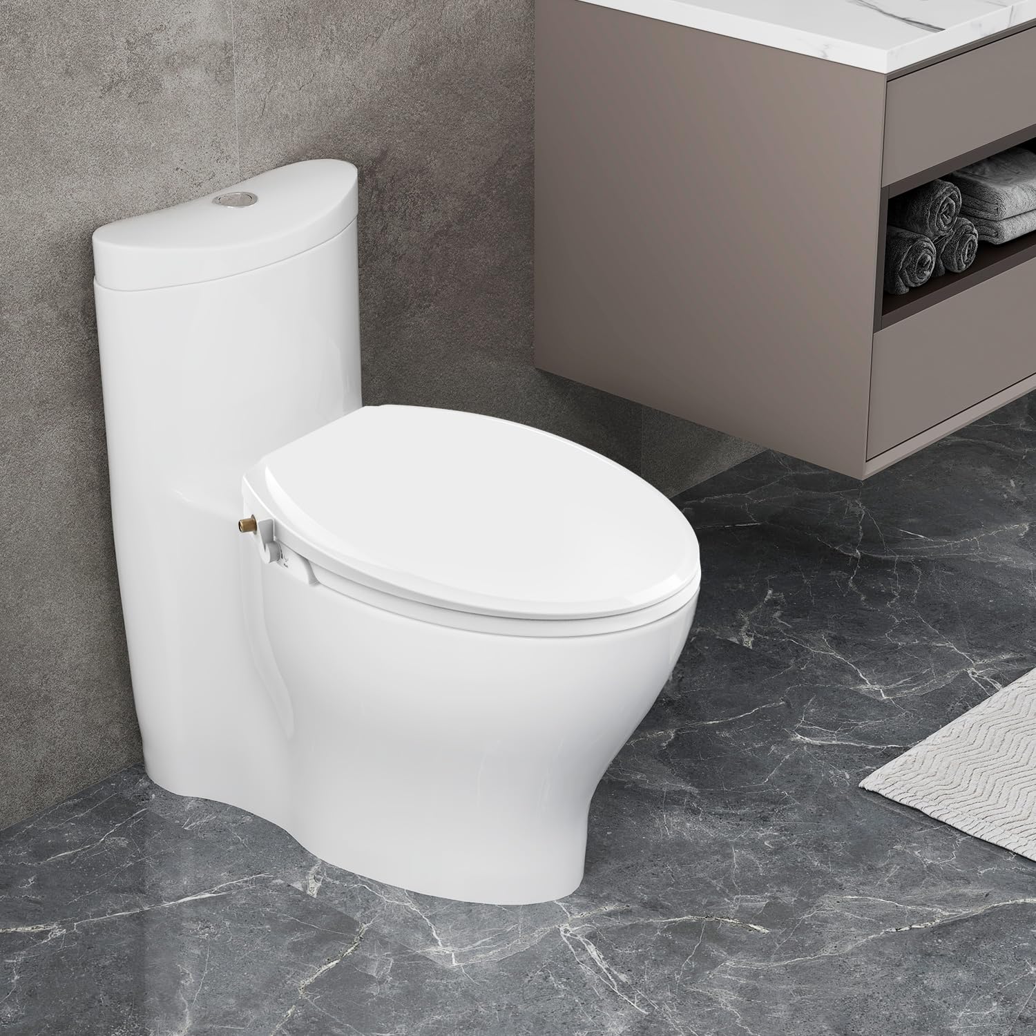 Toilet Bidet Seat Elongated, Non-Electric Bidet Seat, Swash Seat with Adjustable Water and Dual Nozzle System for Bathroom, Easy Installation, White Bidet Attachment