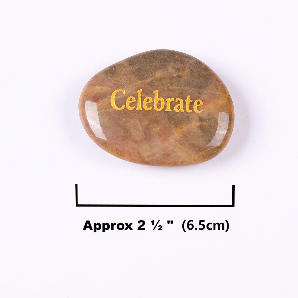 ROCKIMPACT 24pcs Inspirational Faith Stones Engraved Natural River Rocks Healing Stone Different Words (Bulk lot, Set of 24, 2β-3β Each)