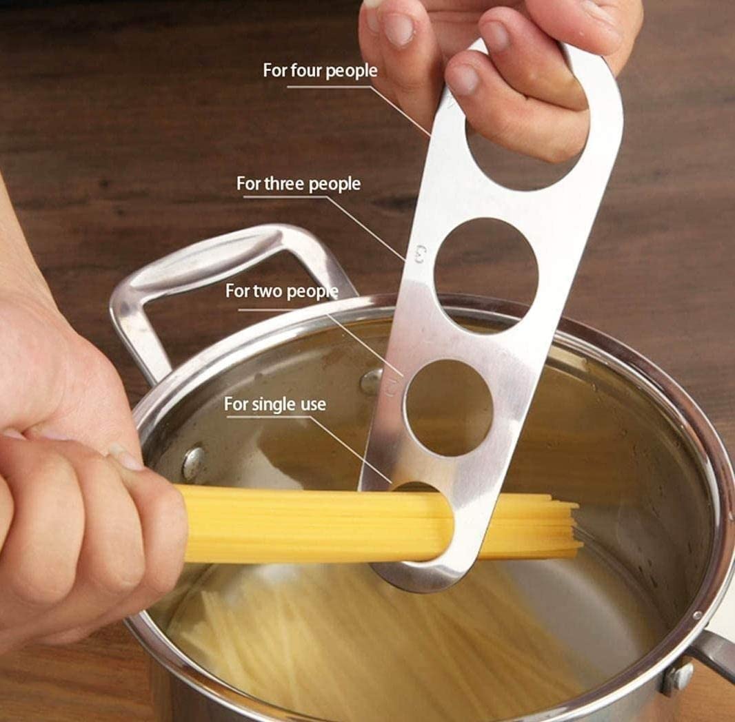Pack of 2 Stainless Steel Spaghetti Pasta Measuring Tool with 4 Serving Portion to Properly Measure Spaghetti- Salesdude Kitchen Gadgets, Silver, 7-1/4 inches, c-30