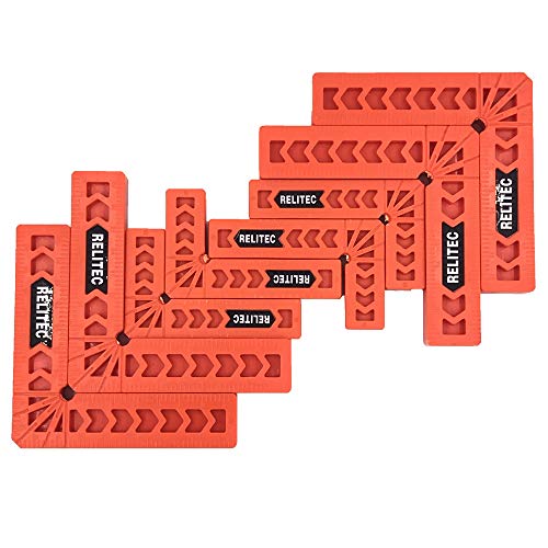 Relitec R 90 Degree Corner Clamp Clamping Squares Woodworking Tools Positioning Squares Right Angle Clamp Wood Clamps for Gluing Cabinets Picture Frames or Drawers Set of 8(3" 4")