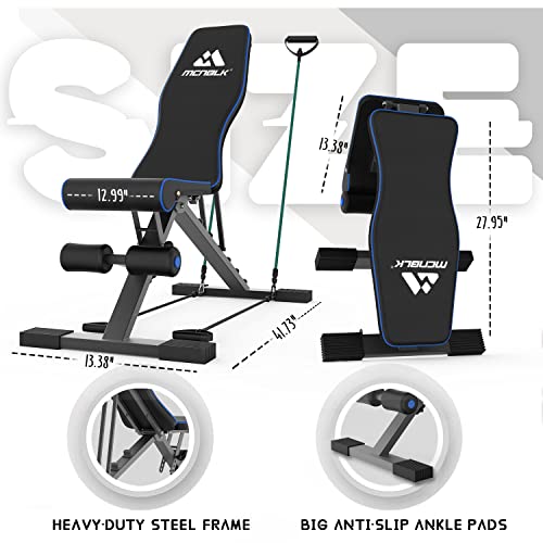 MCNBLK Adjustable Weight Bench,2023 new upgrade to 660lb (300KG), Folding Weight Bench with Resistance Bands, Workout Bench Home Gym, Full Body Workout