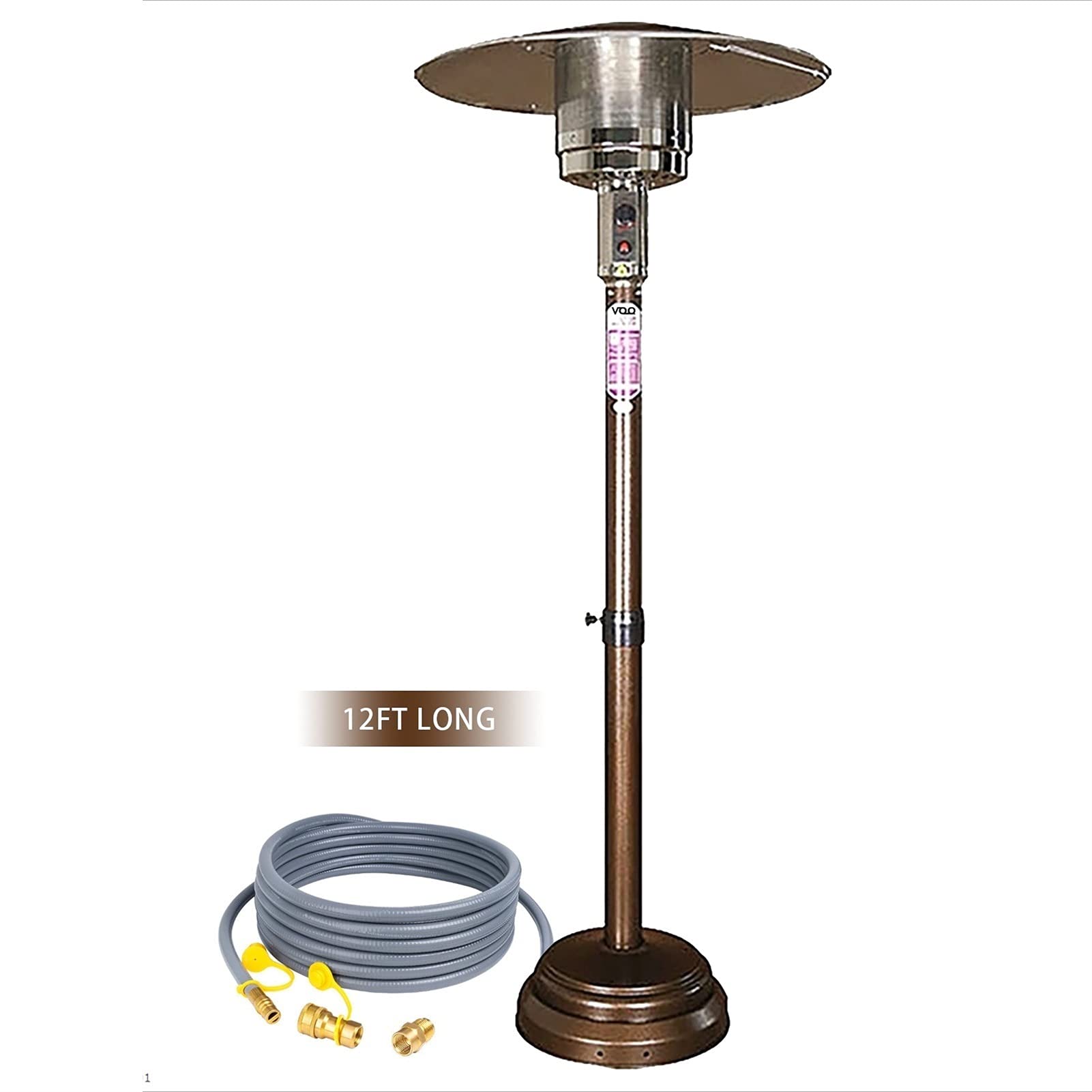 Patio Heater,Outdoor Heater For Natural Gas Adjustable Height, Between 140-200cm(55-78in),Includes 12 Ft-Long Natural Gas Hose,Passed cETL Certification