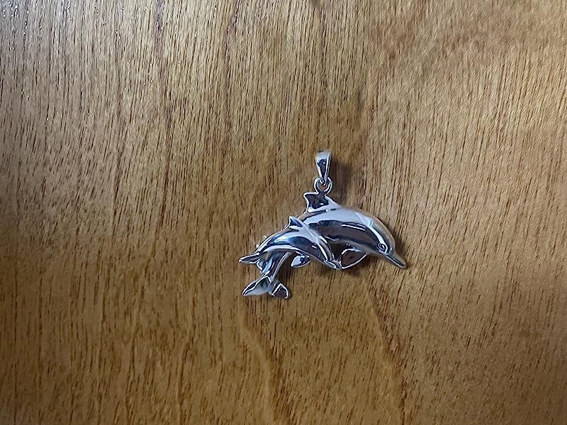 Jewelry Trends Sterling Silver Large Mother and Child Dolphin Pendant