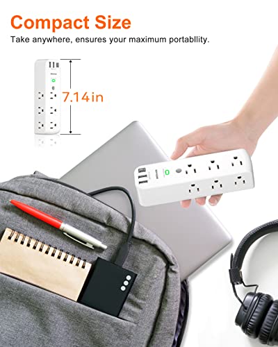 Outlet Extender, Multi Plug Outlet, 9AC Surge Protector with 3 USB Ports(1 USB C Outlet), Wall Plug Expander, USB Wall Charger Outlet Splitter, Compact for Travel, Home, Dorm Room, and Office…