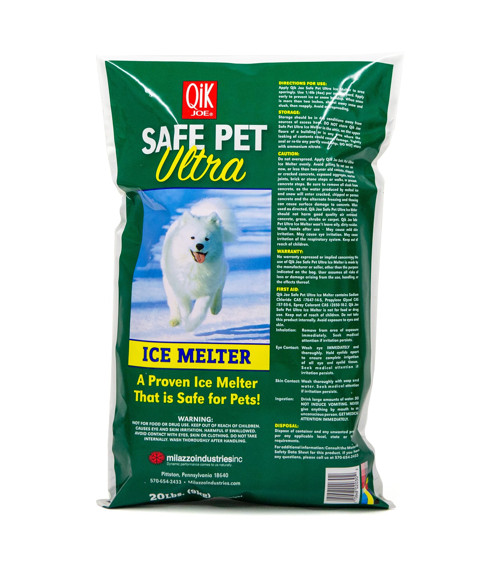 Qik Joe Safe Pet Ultra Instant Snow and Ice Melt for Sidewalks, Driveways, Steps, and Parking Lots, Deicer for Concrete, Asphalt, Wood, and Other Surfaces, Effective to -5 Degrees (20 Lbs.)