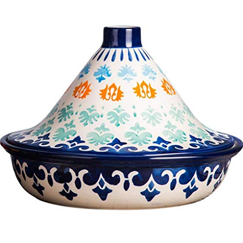 MYYINGBIN Moroccan Tagine Pot Ceramic Micro Pressure Cooker Handmade Underglaze Casserole Suitable for Oven Microwave Dishwasher Disinfection Cabinet