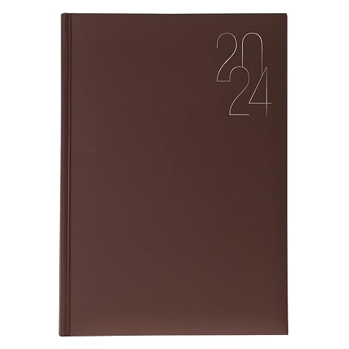 Idena 11017 Book Calendar 2024, DIN A5, Brown, 400 Pages, Hardcover Daily Planner with Ribbon