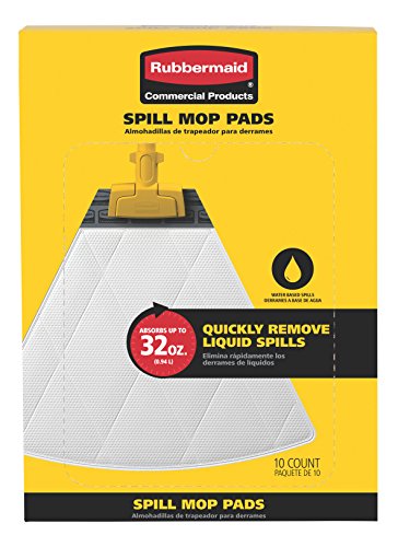 Rubbermaid Commercial Disposable, Highly Absorbant Spill Mop Pads for Spill Mop 2031093, Gray (2017059)(10-Pack)