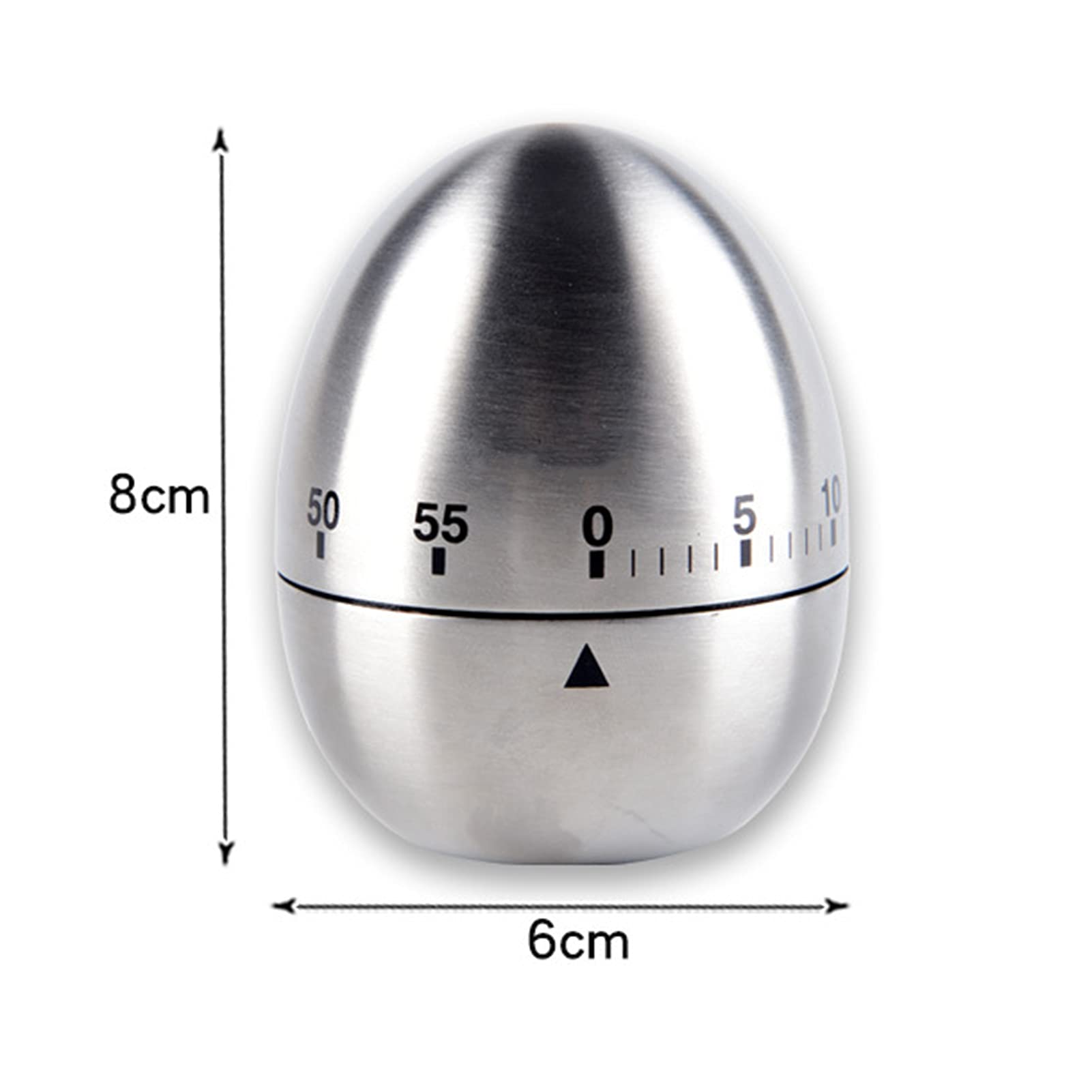 NUZYZ Metal Timer, Portable Metal Timer Attractive Stainless Steel Anti-Slip Bottom 60 Minutes Egg-Shaped Manual Reminder for Home Stainless Steel