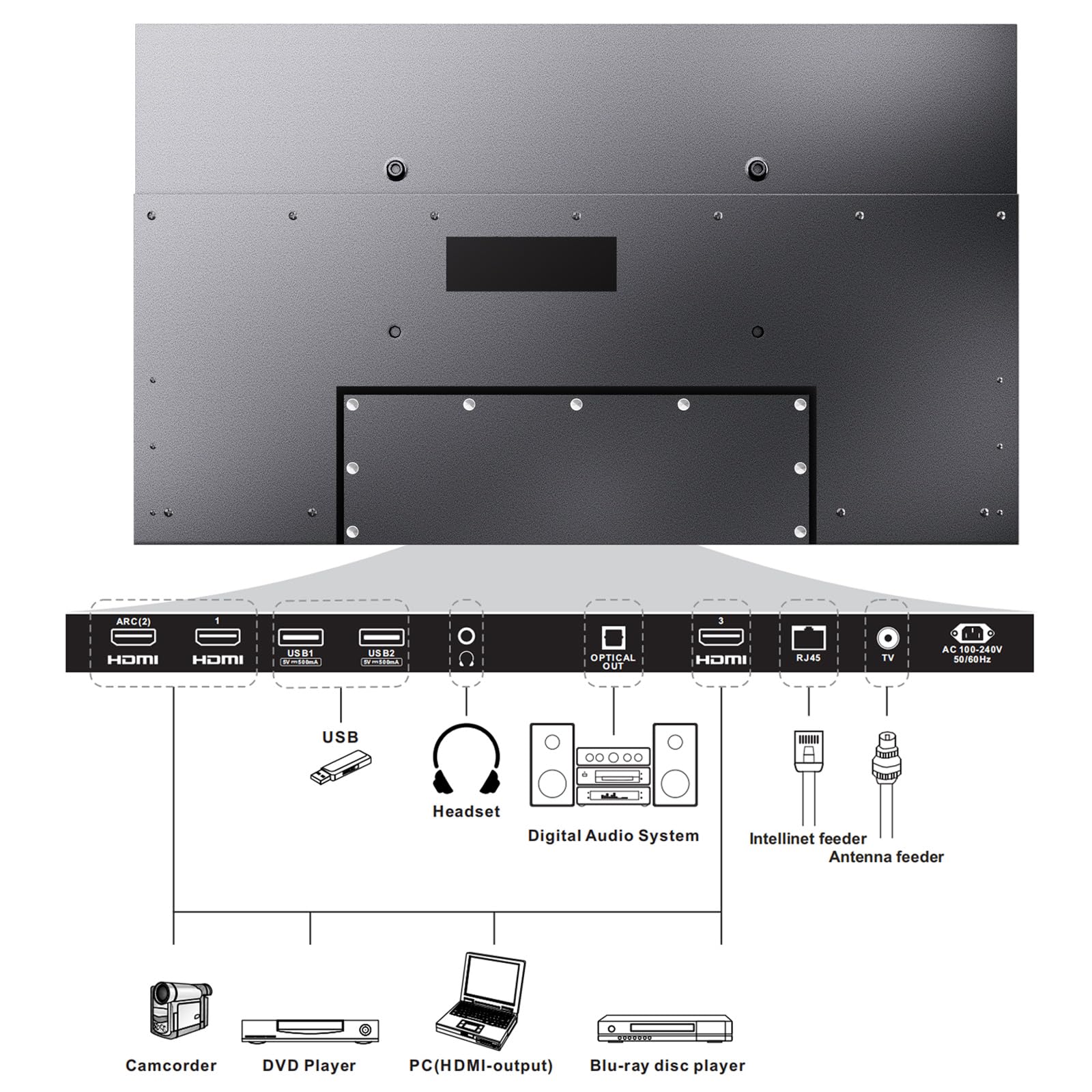 SYLVOX 55” Outdoor Smart TV with TV Mount, Outdoor TV 4K UHD, Voice Remote Control, Google Play, Support Download APPs, Chromecast Built-in (Deck Pro Series)