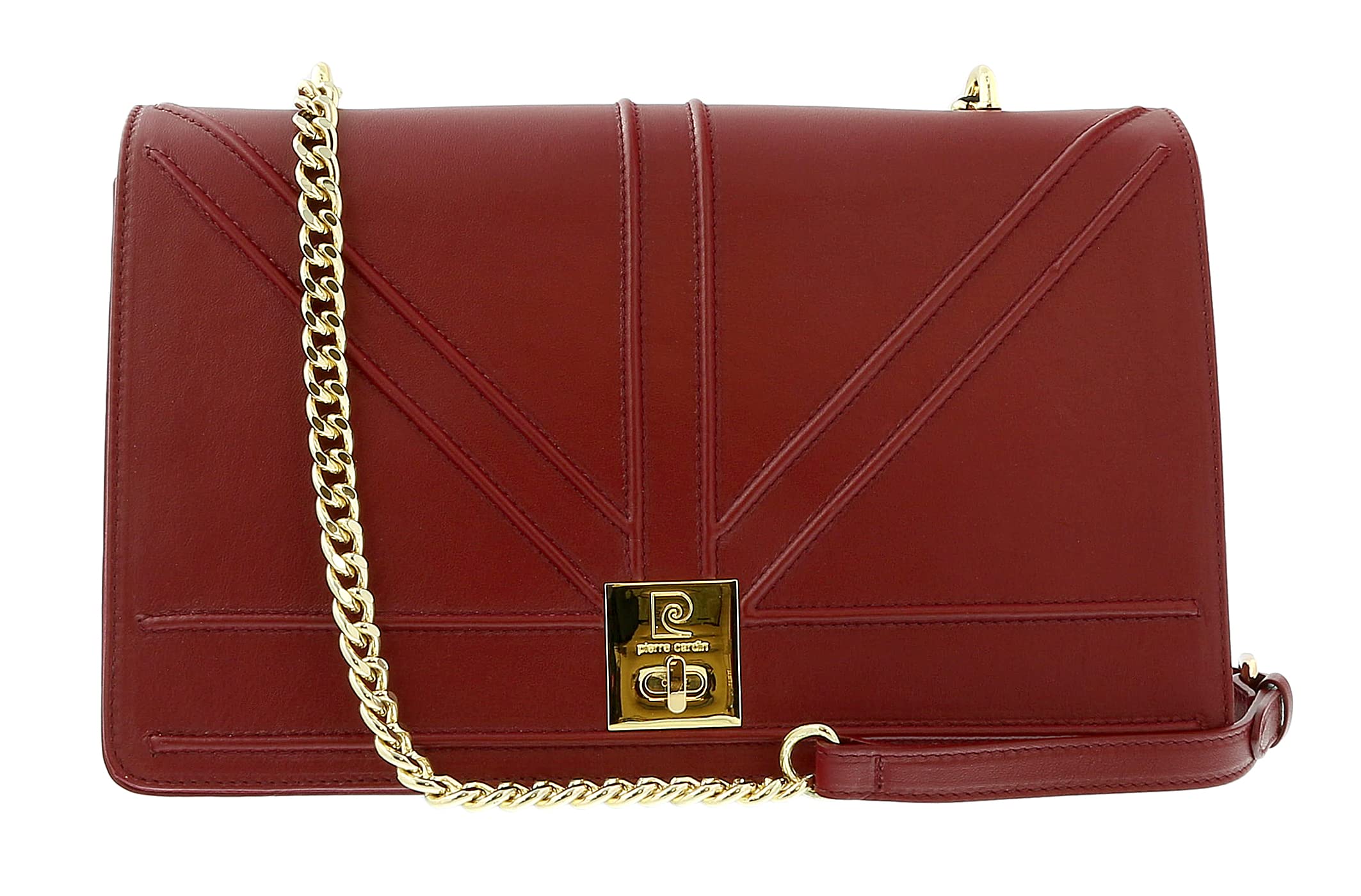 Pierre Cardin Burgundy Leather Medium Structured Shoulder Bag for womens