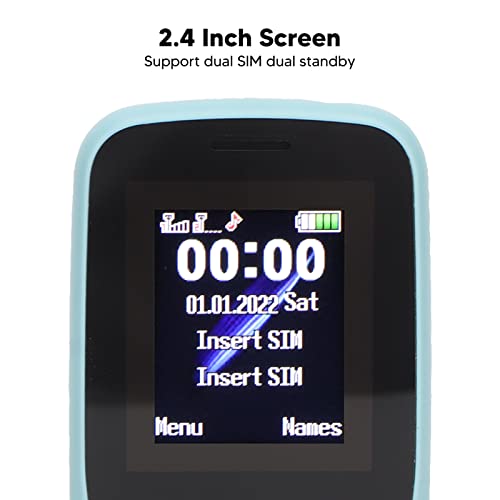 VINGVO Senior Cell Phone, Cell Phone 2.4in Screen 2G GSM for Home (Sky Blue)