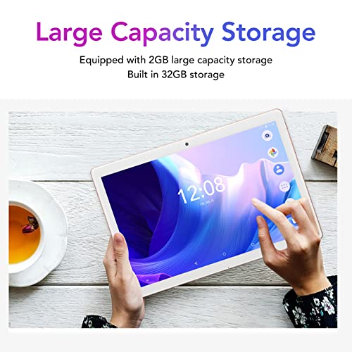 Pomya Tablet for Android, 10.1 Inch HD Gaming Tablet, 2GB 32GB Large Capacity Storage, Dual Sim Card Slots, Quad Core Processor, Dual Camera, Aluminum Alloy(Pink)