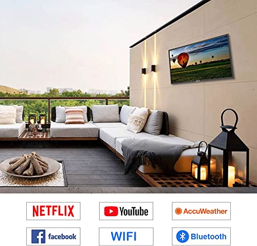 SYLVOX 65 inch Outdoor TV, Waterproof 4K Ultra HD HDR Smart TV with Bluetooth WiFi Function for Partial Sunshine Areas