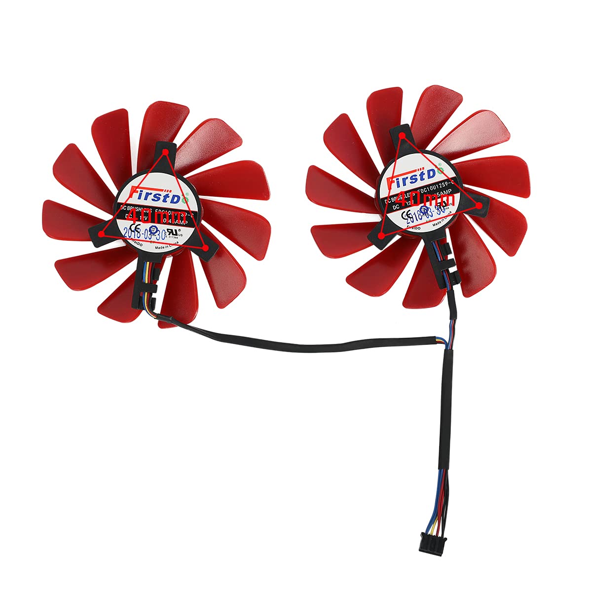 inRobert FDC10U12S9-C Video Card Fan Replacement Red Fan for XFX RX 570 RS Graphic Card RX570 Cooler
