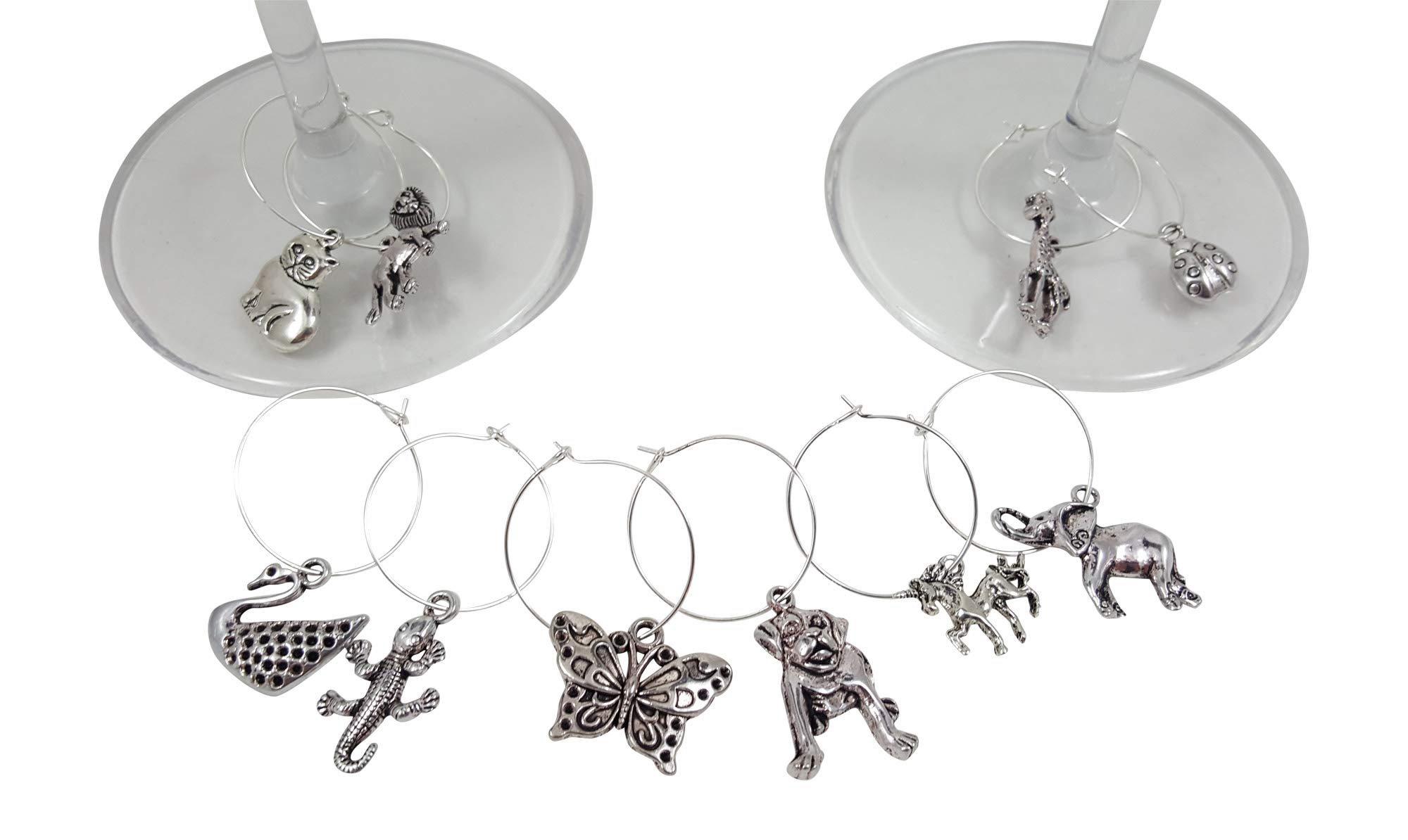 Palm City Products Travel & Animal Themed Wine Charm Gift Set with 20 Beautiful Wine Charms