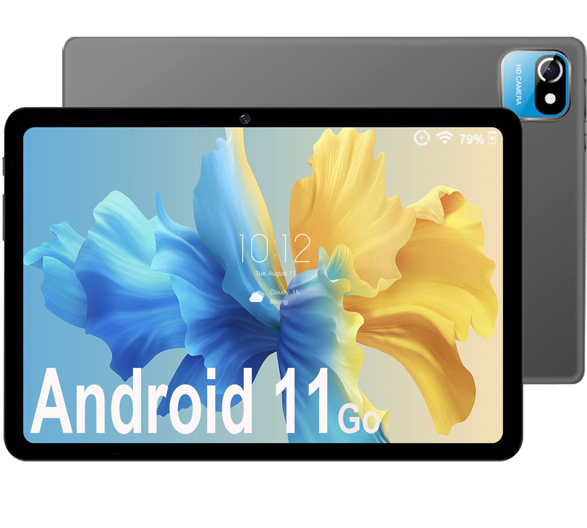 OUZRS Tablet 10.1 Inch Android 11.0 Go - 64GB ROM | 256GB Scalable 6000mAh Long Battery Life Tablets GMS Certified | 5MP Camera WiFi FM Bluetooth (Gray) (Grey)