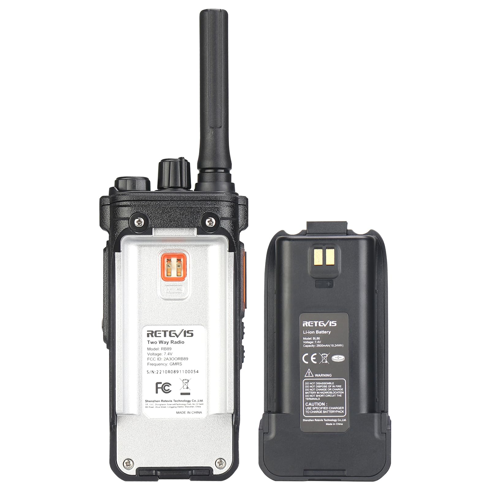 Retevis RB89 Bluetooth Walkie Talkies, 2 Way Radios Walkie Talkies Long Range, Wireless Earpiece, High Power, VOX, 2600mAh Battery, Rechargeable Walkie Talkie for Church School Security(2 Pack)