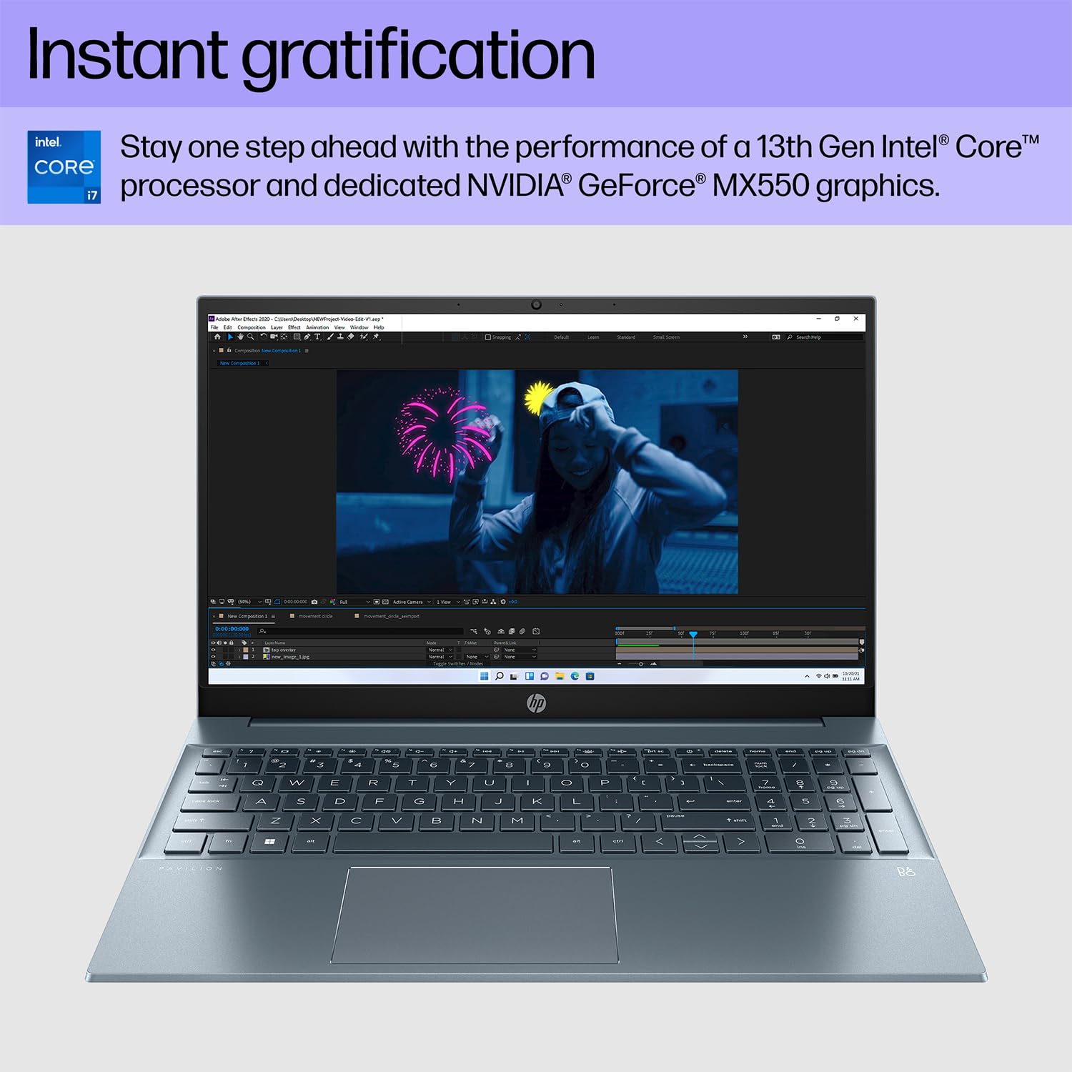 HP Pavilion Business Laptop, 15.6" FHD Touchscreen Display, Intel Core i7-1355U Processor, NVIDIA GeForce MX550, 32GB RAM, 2TB SSD, Wi-Fi 6, HDMI, Webcam, Backlit KB, Windows 11 Pro, Blue