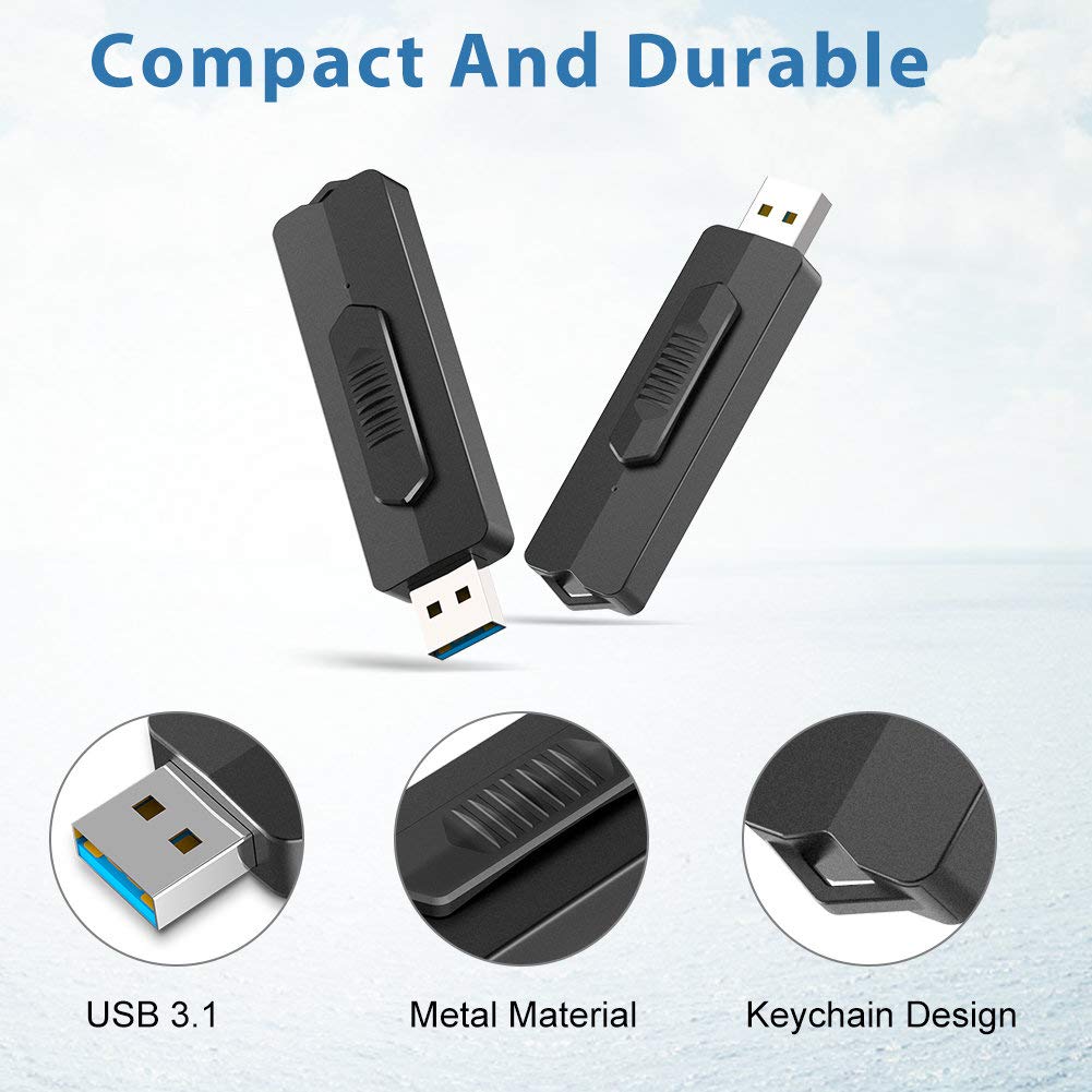 JUANWE 64GB USB 3.1 Flash Drive 400MB/s Capless Retractable High-Speed Solid State USB Drive Thumb Drive Slide Metal Memory Stick Zip Drive 3.1Jump Drive, Black