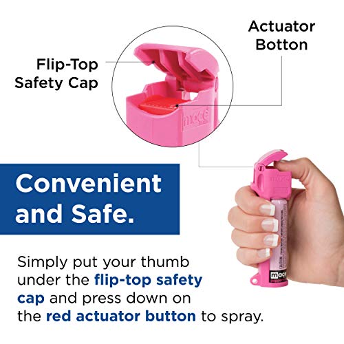 Mace Brand Personal Pepper Spray (Hot Pink) β Accurate 12β Powerful Pepper Spray with Flip Top Safety Cap, Leaves UV Dye on Skin β Great for Self-Defense