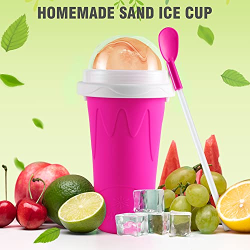 Slushie Maker Cup(2 Pack), Magic Quick Frozen Slushy Cup, Double Layer Squeeze Cup, Cool Stuff Birthday Gifts for Kids (Pink&Yellow)