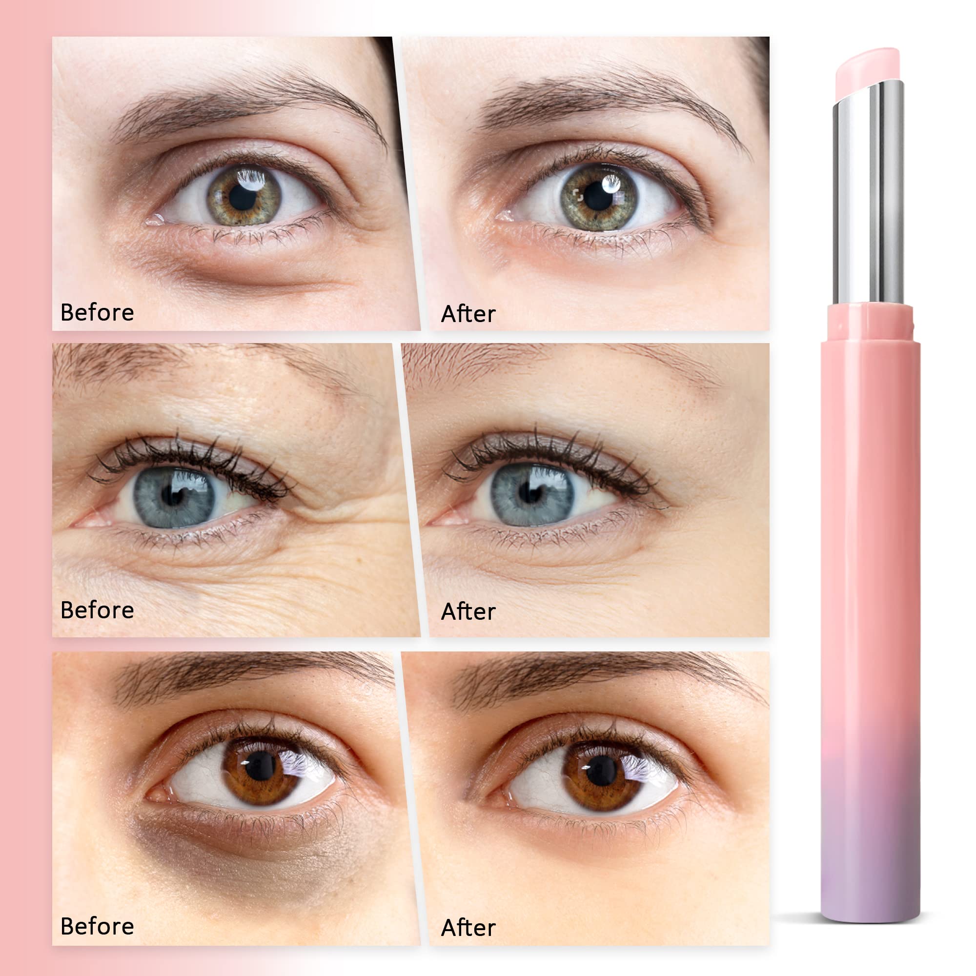 Retinol Eye Stick, Retinol Anti-Aging Eye Cream for Dark Circles and Puffiness, Reduces Fine Lines and Dark Circles with Vitamin A, C & E and Peptides