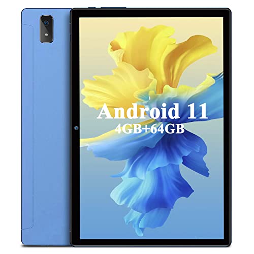 OUZRS Tablet 10 Inch Android 11 GMS, 4GB de RAM 64GB ROM/TF 256GB 1.8Ghz Tablet PC 8-Core 6000mAh Dual Cámara Tablet Android WiFi Bluetooth Netflix Type-C(WiFi Version),Blue