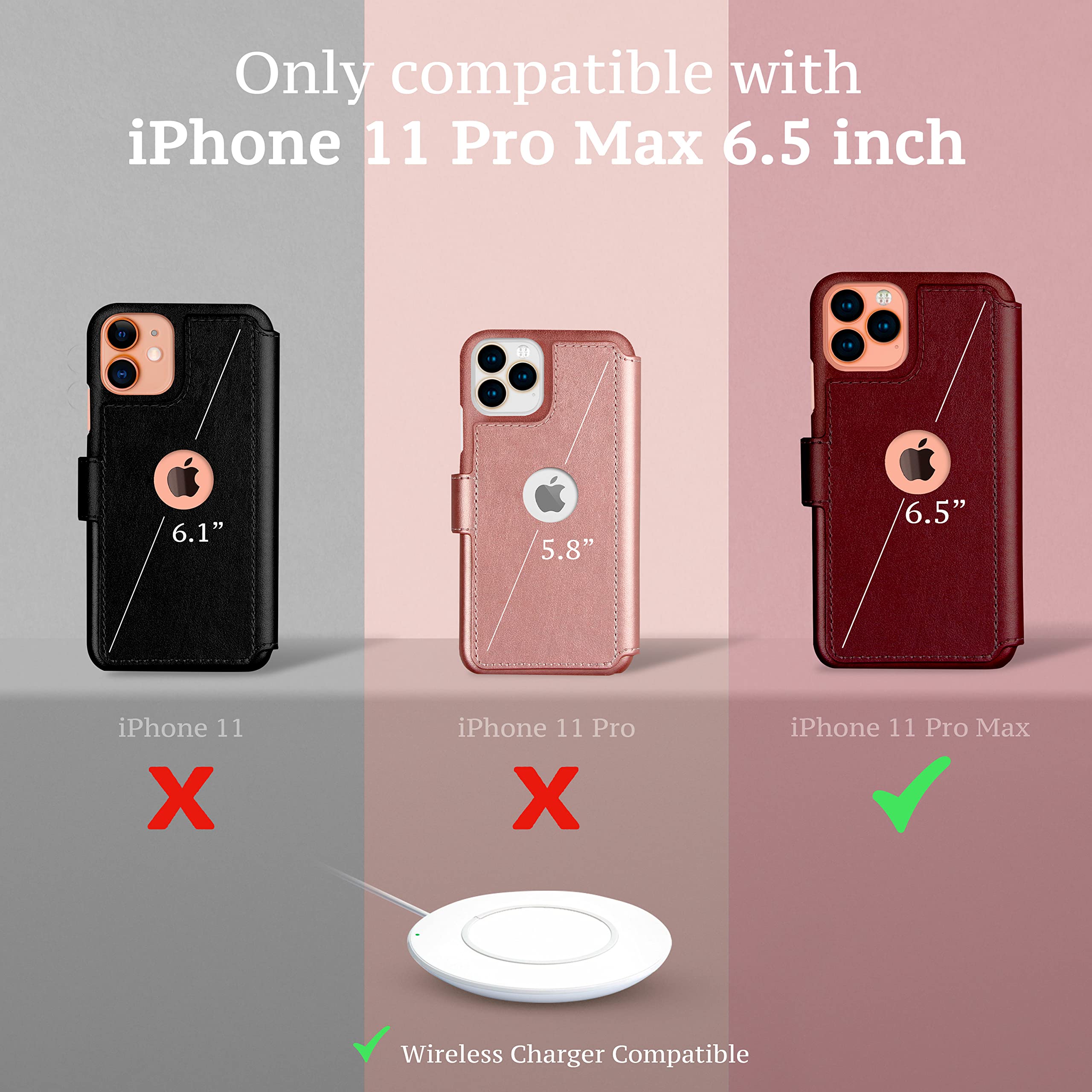 LUPA iPhone 11 Pro Max Wallet Case, Credit Card Holder, for Women & Men - Faux Leather Flip Case β Desert Sky
