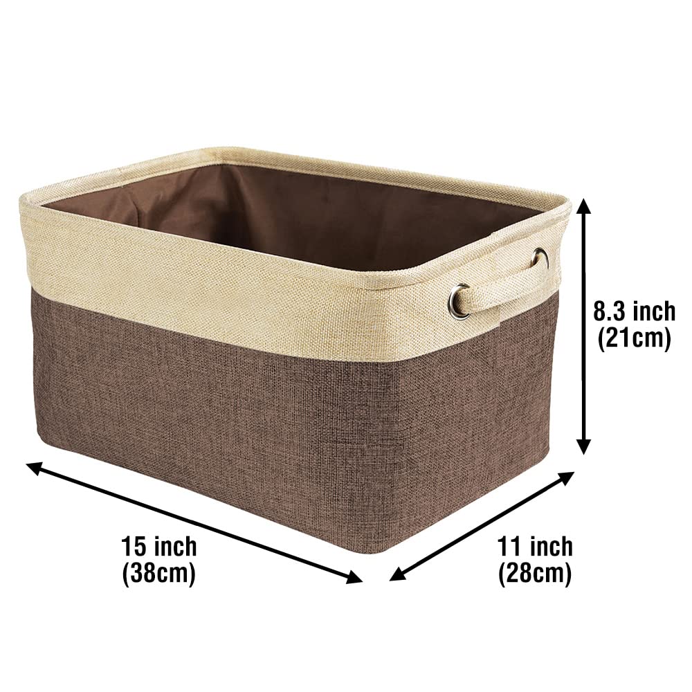 MALIHONG Personalized Dog Cavalier King Charles Spaniel Bone Decorative Storage Basket Fabric Rectangle Toy Box with 2 Handles for Organizing Closet Garage Clothes Blankets Brown and White