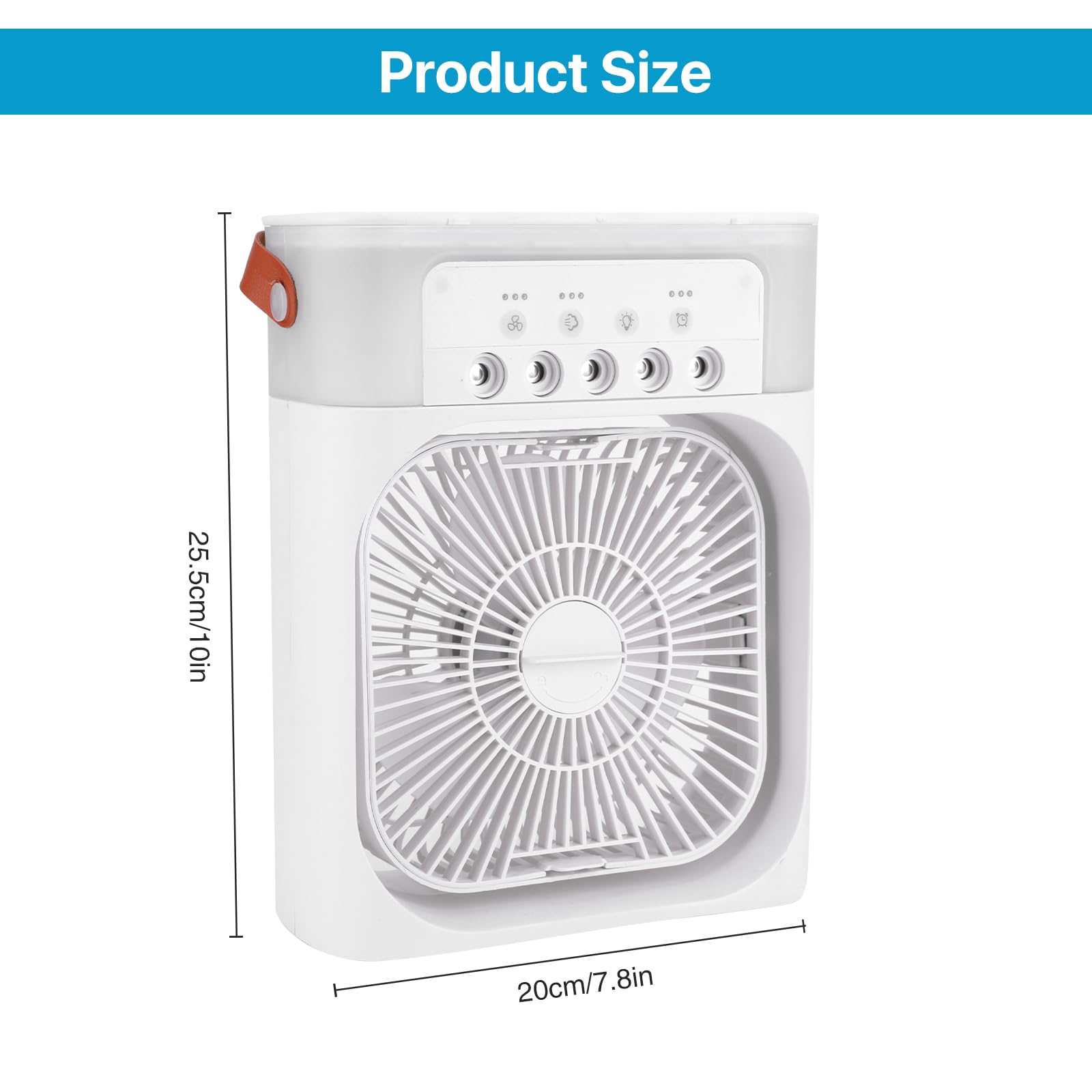 Portable Air Conditioner - Mini Evaporative Air Cooler Desk Air Conditioner Fan with 3 Wind Speeds, 3 Spray Modes, 1/2/3 H Timer and 7 Color Light, Air Cooling Fan