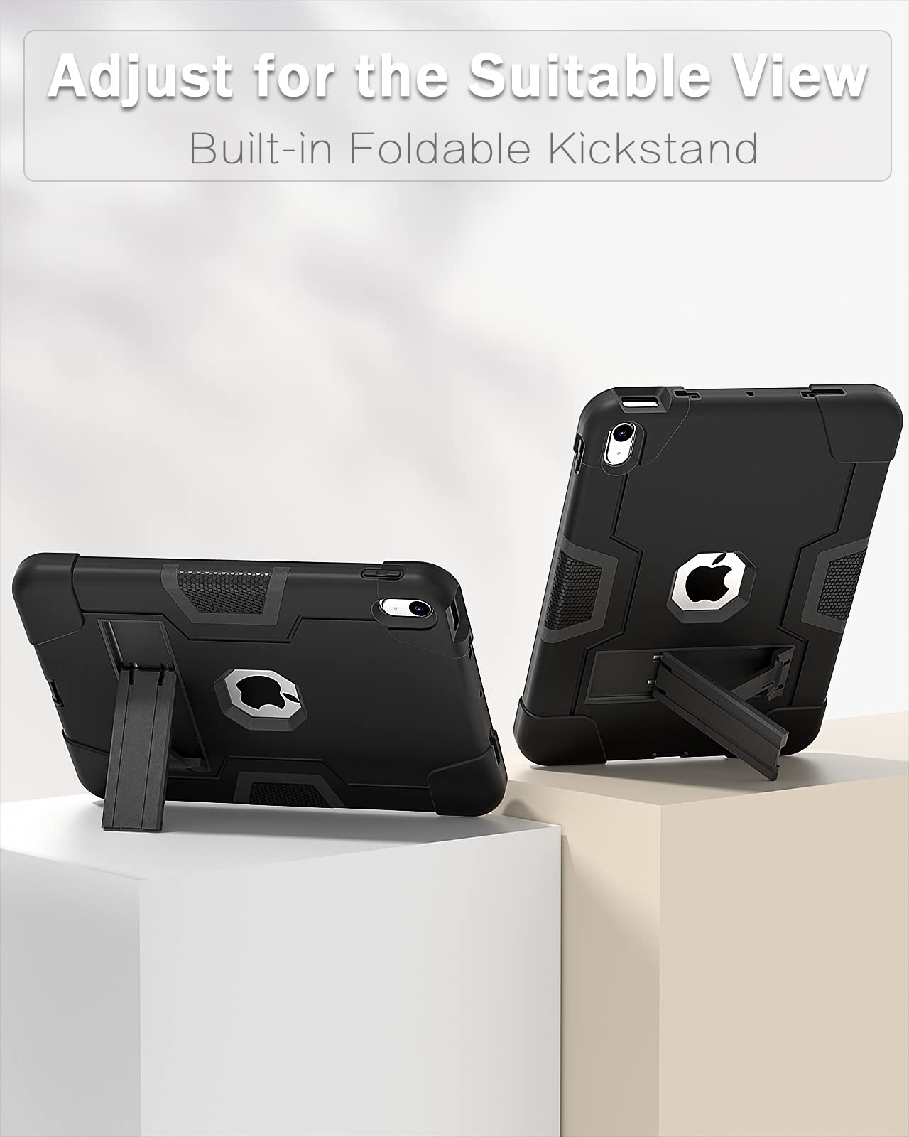 Scnioy for iPad 10th Generation Case, Protective Case for iPad 10th Generation with Kickstands, Shockproof & Sturdy New for iPad 10.9 Inch Case 2022 - Black