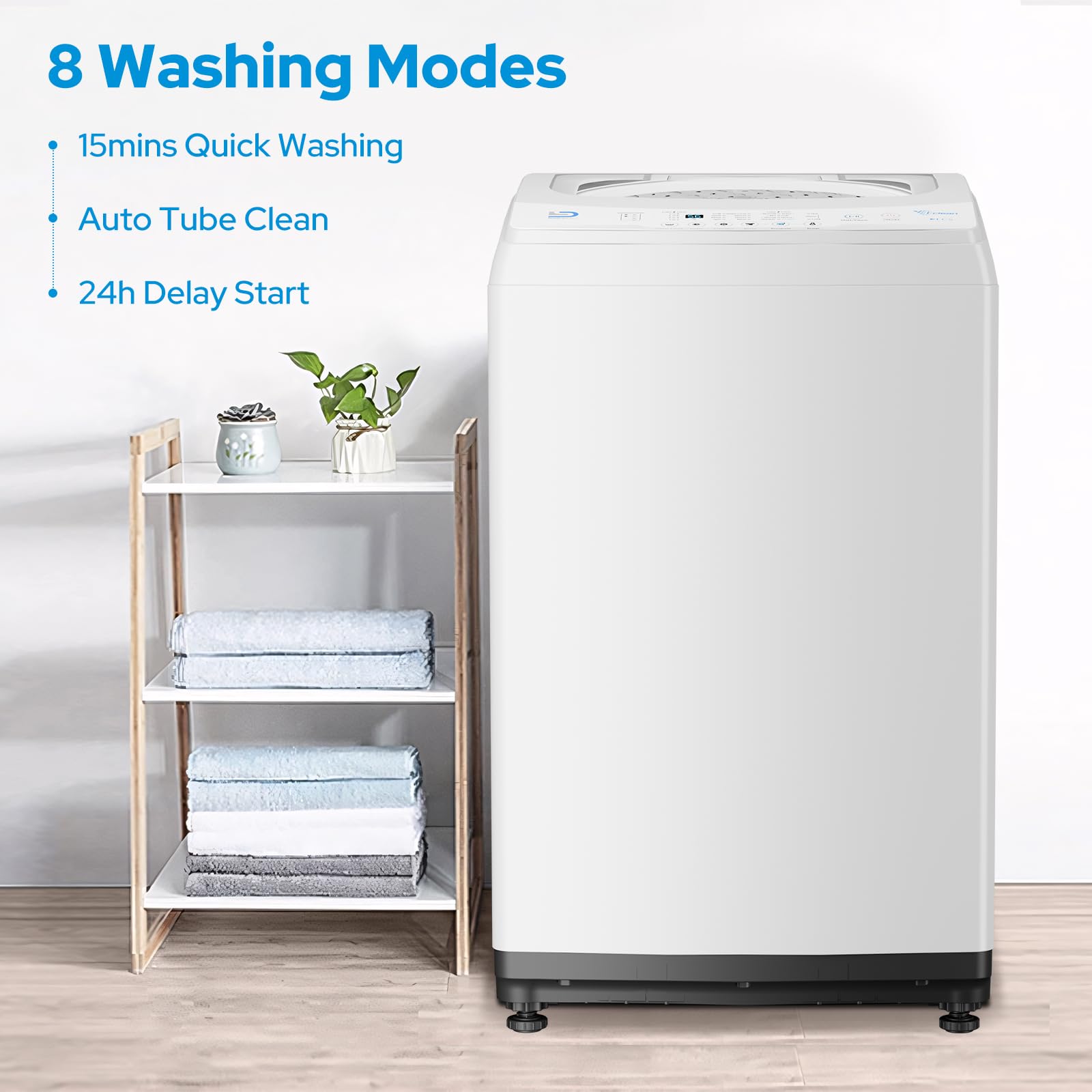 Smileader Washing Machine 2.0 Cu.Ft. Compact Full Automatic lavadora portatil for Apartments, RV, Dorms Portable Washer, White