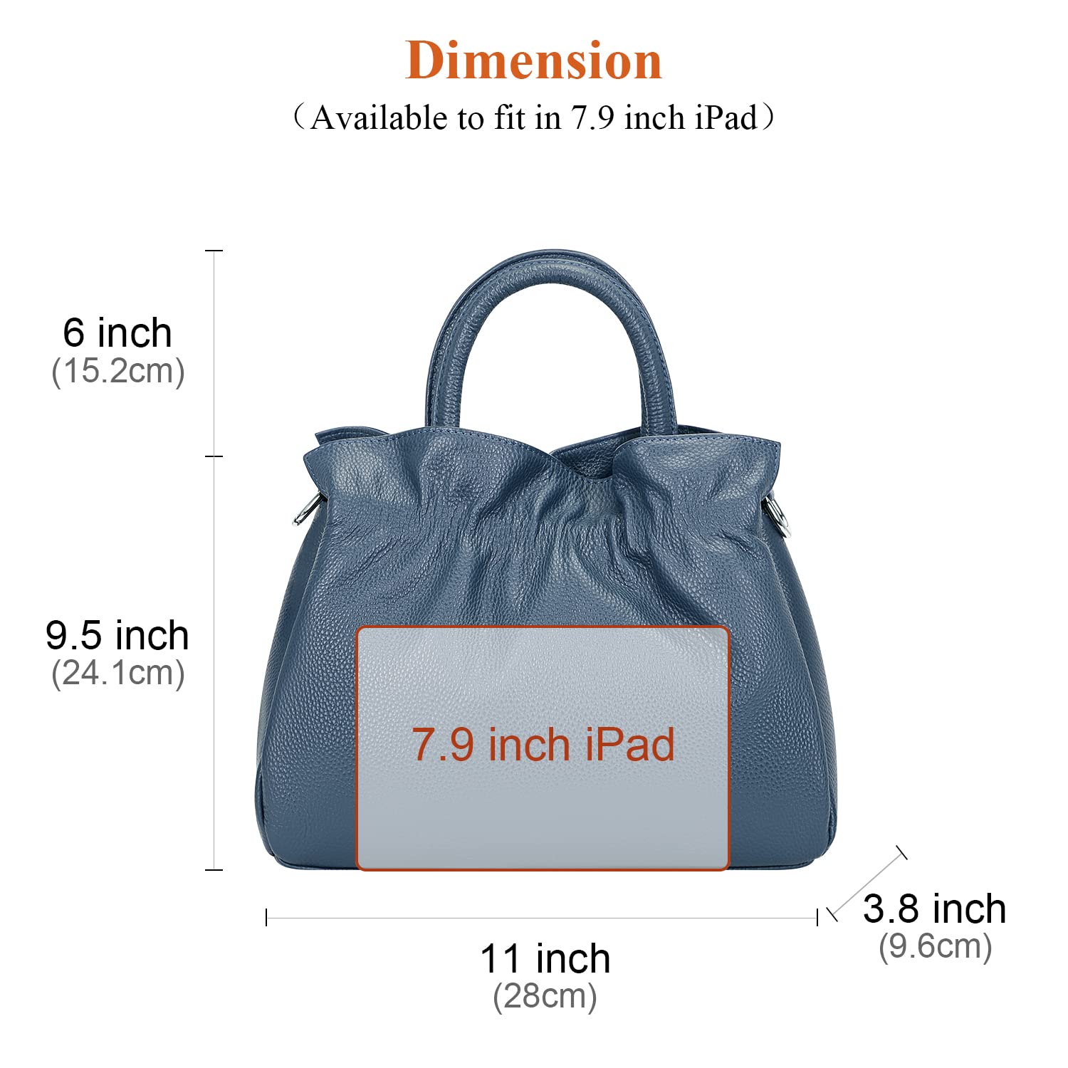 Over Earth Genuine Leather Top Handle Satchel handbags for Women Floral Purse Small(O183E Indigo Blue)