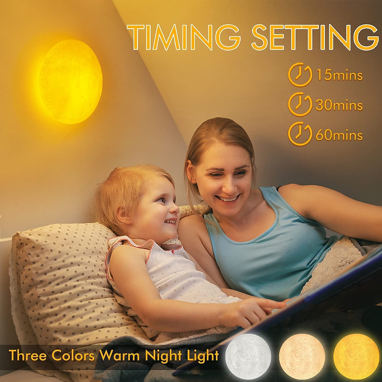 LOGROTATE Moon Lamp, Wall-Mounted Kids Night Light, 2021 Upgraded 5.96 Inch 18 Colors Sliding/Remote Control Moon Light with Unique Stand, Timing, USB Rechargeable, Wall Light Moon Decor, Best Gift
