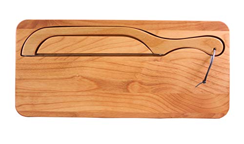 Out of the Woods of Oregon Solid Red Alder Knife Board and Bread Slicer Set for Slicing Home-made Bread