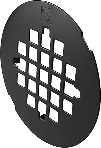 Westbrass D206P-62 4-1/2" OD Shower Drain Assembly and Grid Strainer Cover fits both Sch. 40 PVC & ABS Pipes, Matte Black