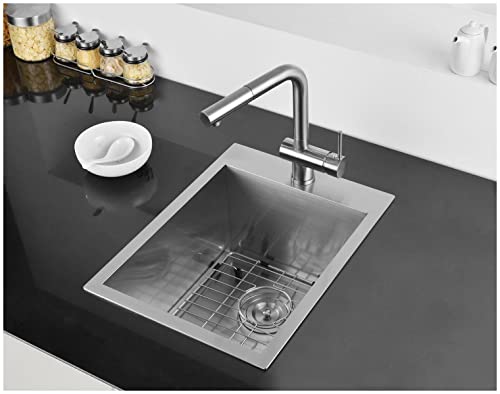 Ruvati 15 x 20 inch Drop-in Topmount Bar Prep Sink 16 Gauge Stainless Steel Single Bowl - RVH8110