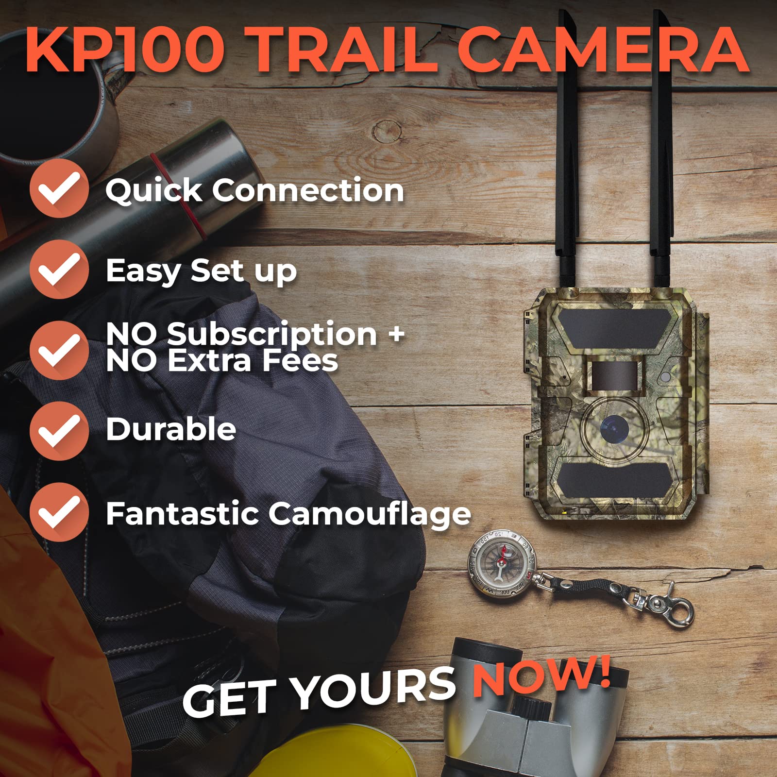 KP 100-4G LTE Wireless Cellular Trail Camera - New 2024 - Motion Activated Hunting & Game Camera - Photos &Video to Any Phone - 5 Year Warranty - (AT&T ONLY)
