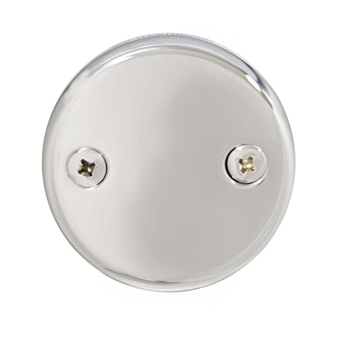 Westbrass Universal Fine or Coarse Thread Replacement Tip-Toe Strainer Drain with 2-Hole Faceplate, Polished Chrome, D93K-26