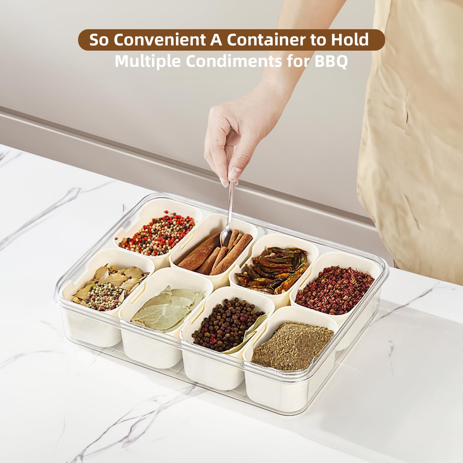 Snackle Box Charcuterie Container- Divided Serving Tray with Lid and Handle- Clear Plastic Portable Snack Box with 8 Compartment for Fruit, Veggie, Candy, Nuts, Picnic, Travel, Entertaining, Party…