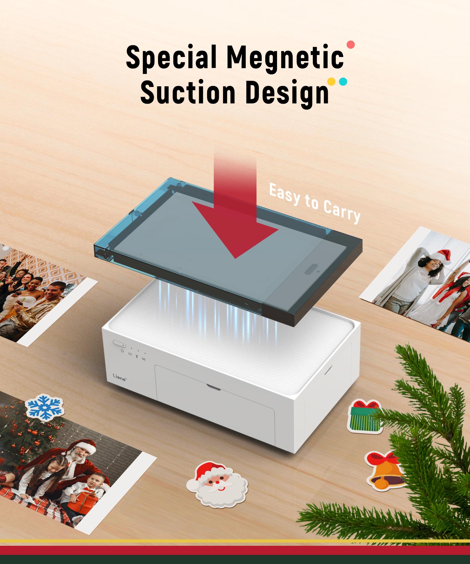 Liene 4x6'' Instant Photo Printer (Battery Edition) Bundle100-sheet, 3 Ink-Cartridge, Wireless Photo Printer for iPhone, Smartphone, Android, Computer, Dye Sublimation, Photo Printer for Travel, Home