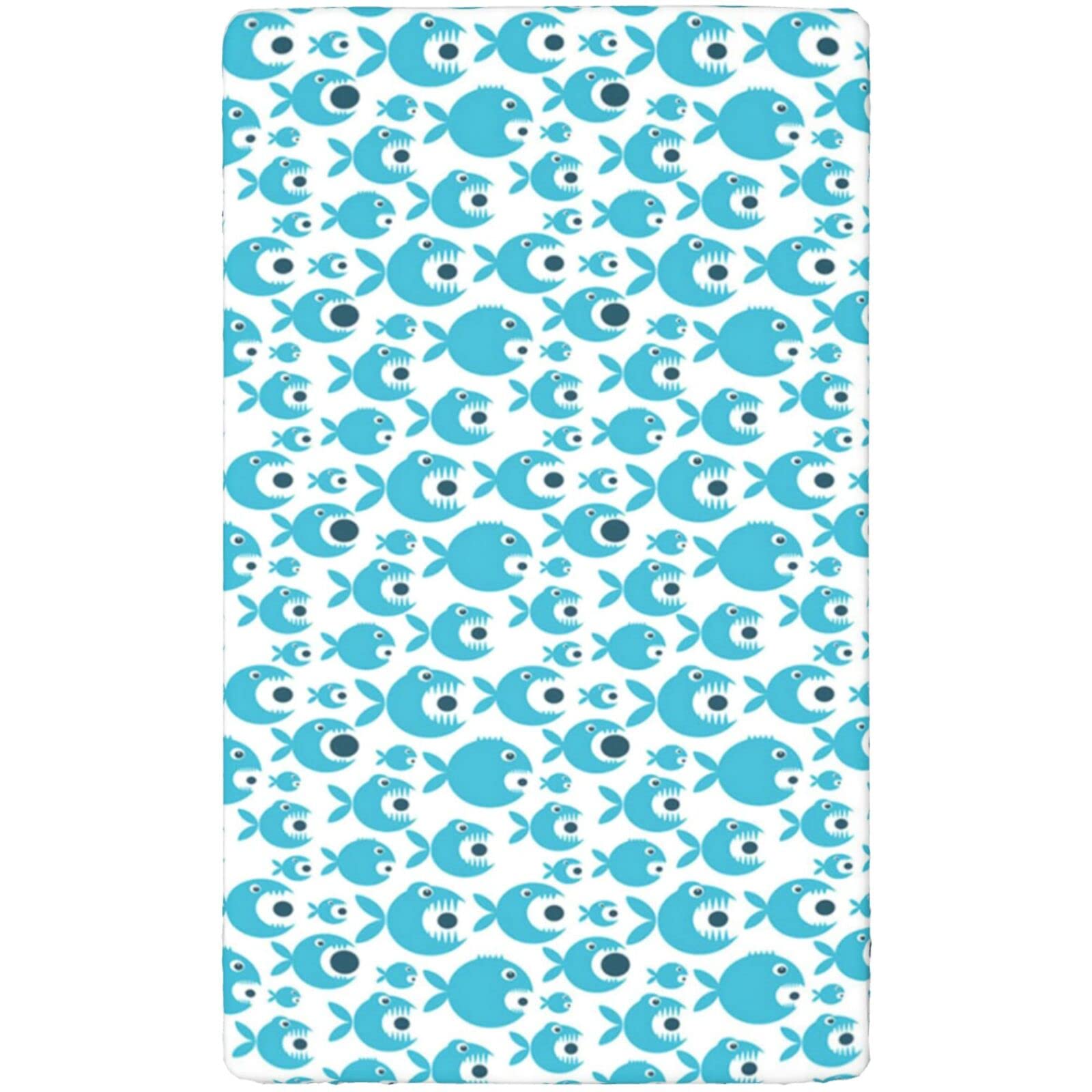 Shark Party Themed Fitted Crib Sheet,Standard Crib Mattress Fitted Sheet Soft and Breathable Bed Sheets-Baby Crib Sheets for Girl or Boy,28β x52β,Sky Blue Dark Teal