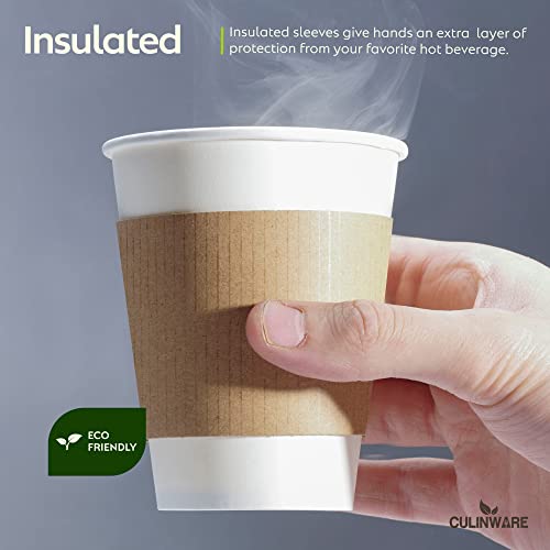 Kraft Paper Hot Cup Sleeve Jacket Holder | Corrugated Cardboard Protective Hot And Cold Insulator | Espresso Coffee Milk Tea Beverage And Hand Protector Fits 12/24oz Paper cups (Kraft, 200)