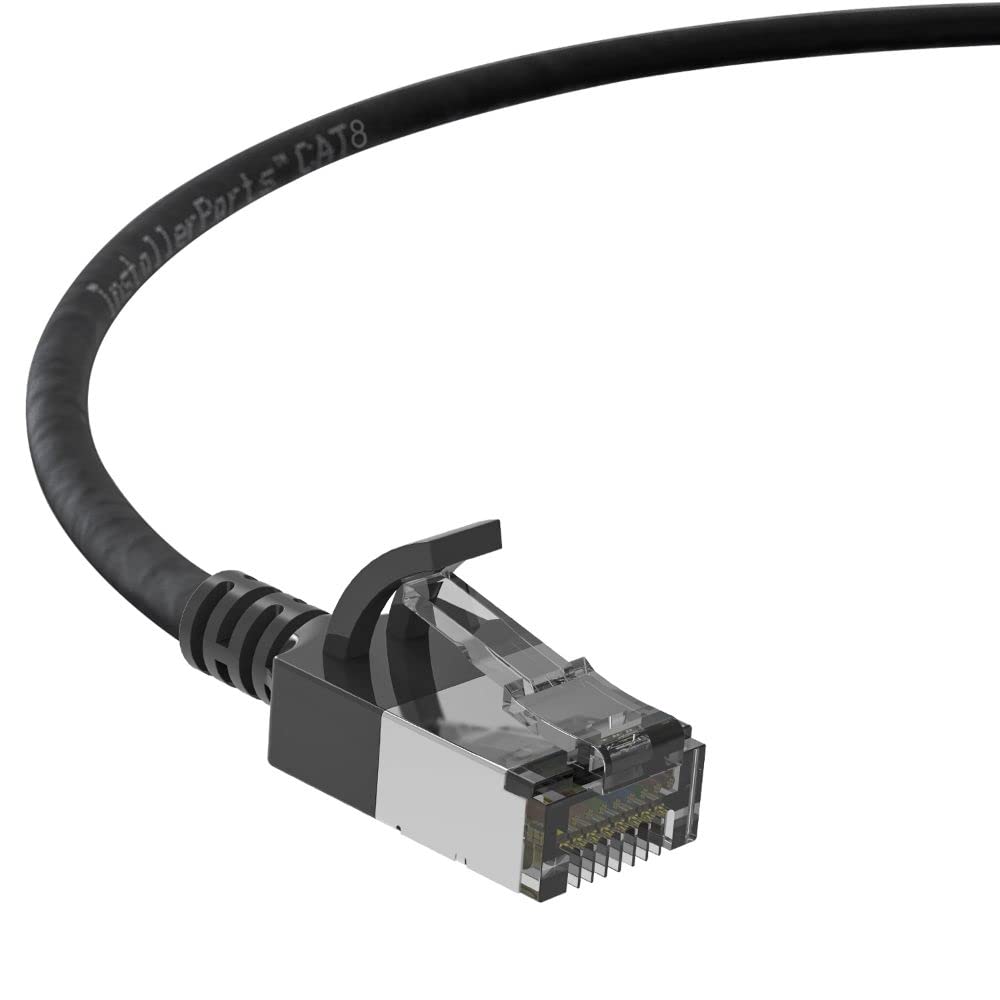 InstallerParts Ethernet Cable CAT8 Cable 1 FT - Yellow - FTP Professional Series - Super Slim 40Gigabits/Sec Network/High Speed Internet Cable for Router, Server, Gaming/2000 MHz, 30AWG