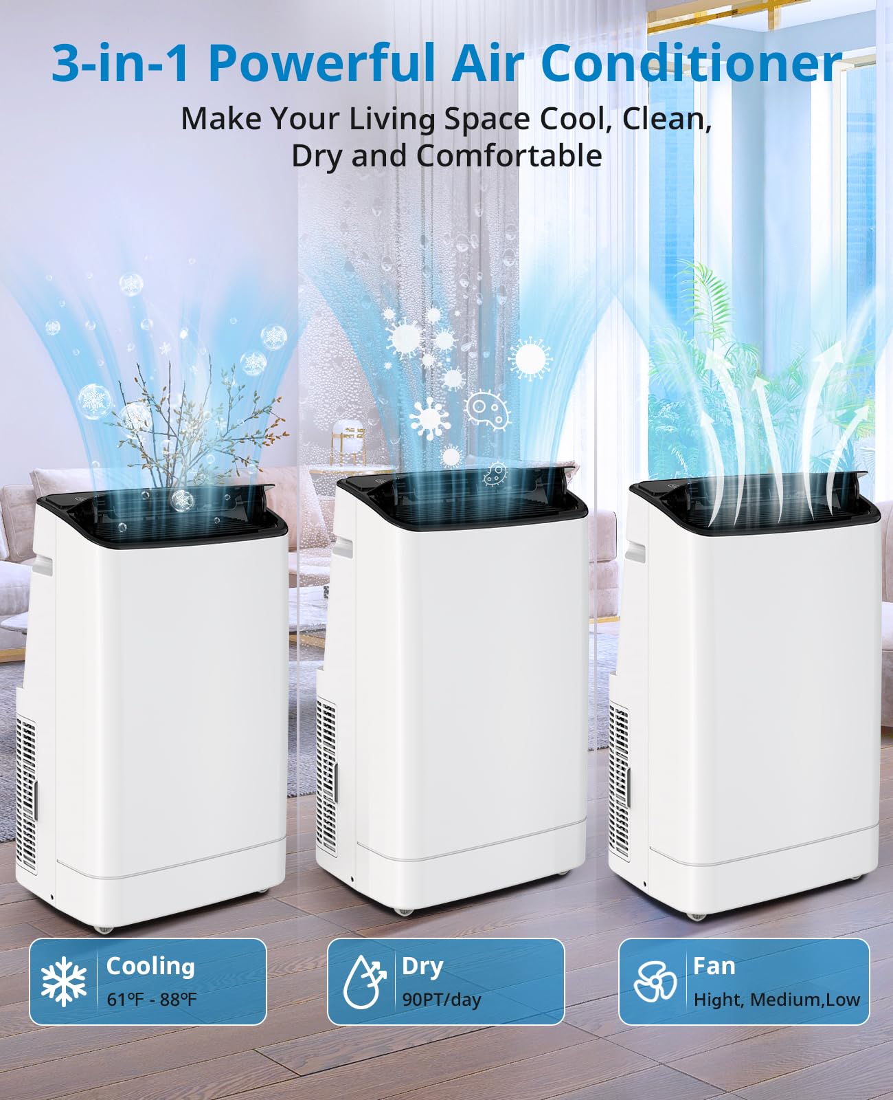 Portable Air Conditioners,14000 BTUs Portable AC Small Personal Air Cooler,Quiet Mini Fast Cooling Cools Up to 700 Sq.Ft 3-IN-1 AC Unit with Remote Control& Installation